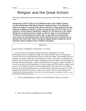 The Great Schism of 1054History, Causes & Effects Doc Template | pdfFiller
