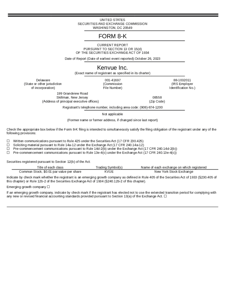 Kenvue Inc Doc Template | pdfFiller