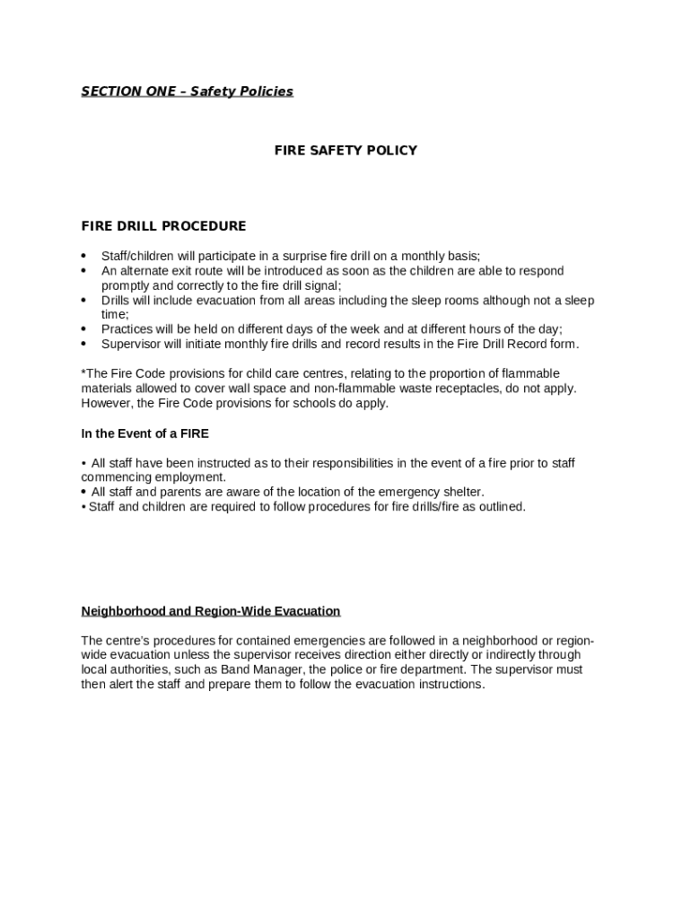 Safety Management Program - Fire Drills & Evacuation Plans Doc Template ...