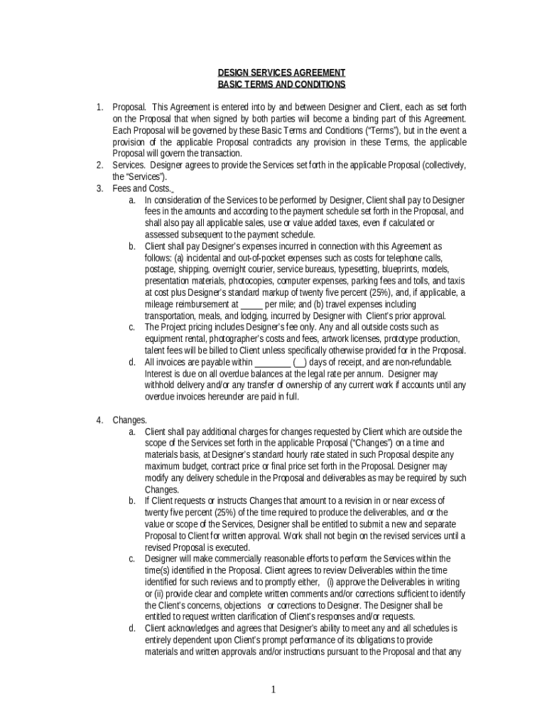 Design Services Agreement: Definition & Sample Doc Template | pdfFiller