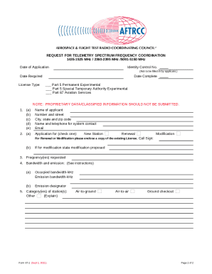 REQUEST FOR TELEMETRY FREQUENCY ... Doc Template | pdfFiller