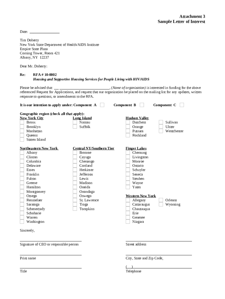 Attachment 3: Sample Letter of Interest - health ny Doc Template | pdfFiller