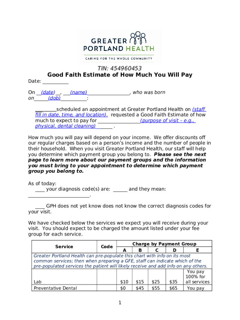 454960453 Good Faith Estimate of How Much You Will Pay Doc Template ...