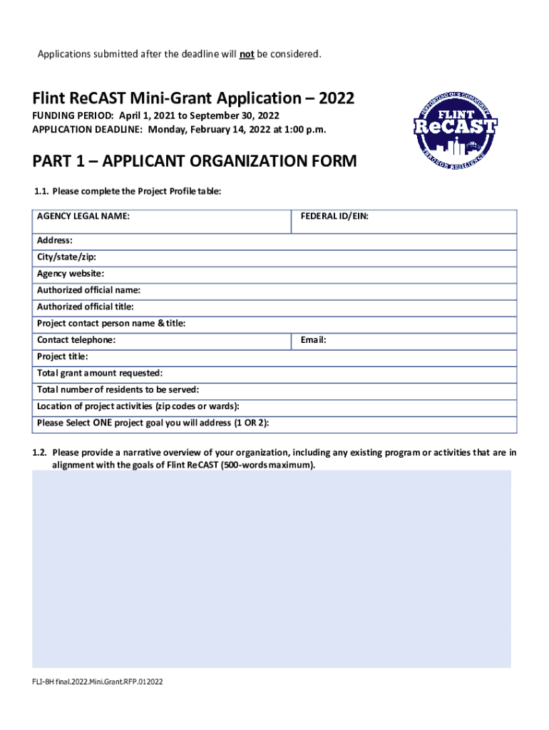 Fillable Online ReCAST grant application opens for organizations ...