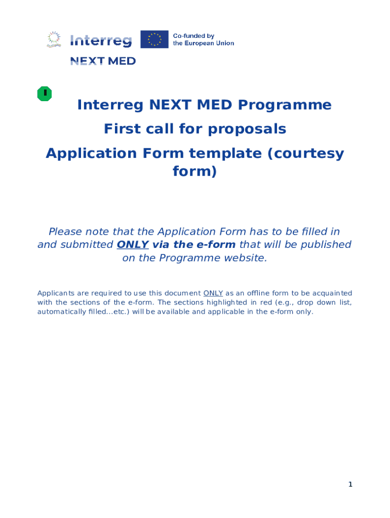 Interreg NEXT MED : first call for proposals for transnational ... Doc Template | pdfFiller