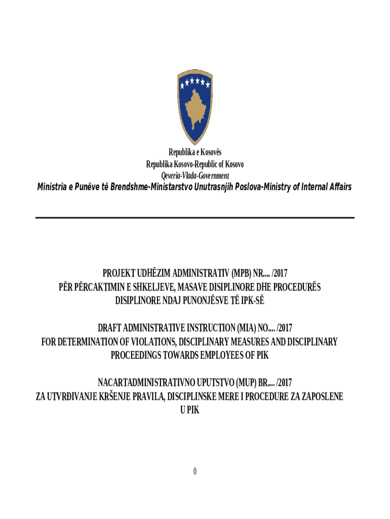 shkeljet, masat dhe procedura disiplinore n policin e ... Doc Template | pdfFiller