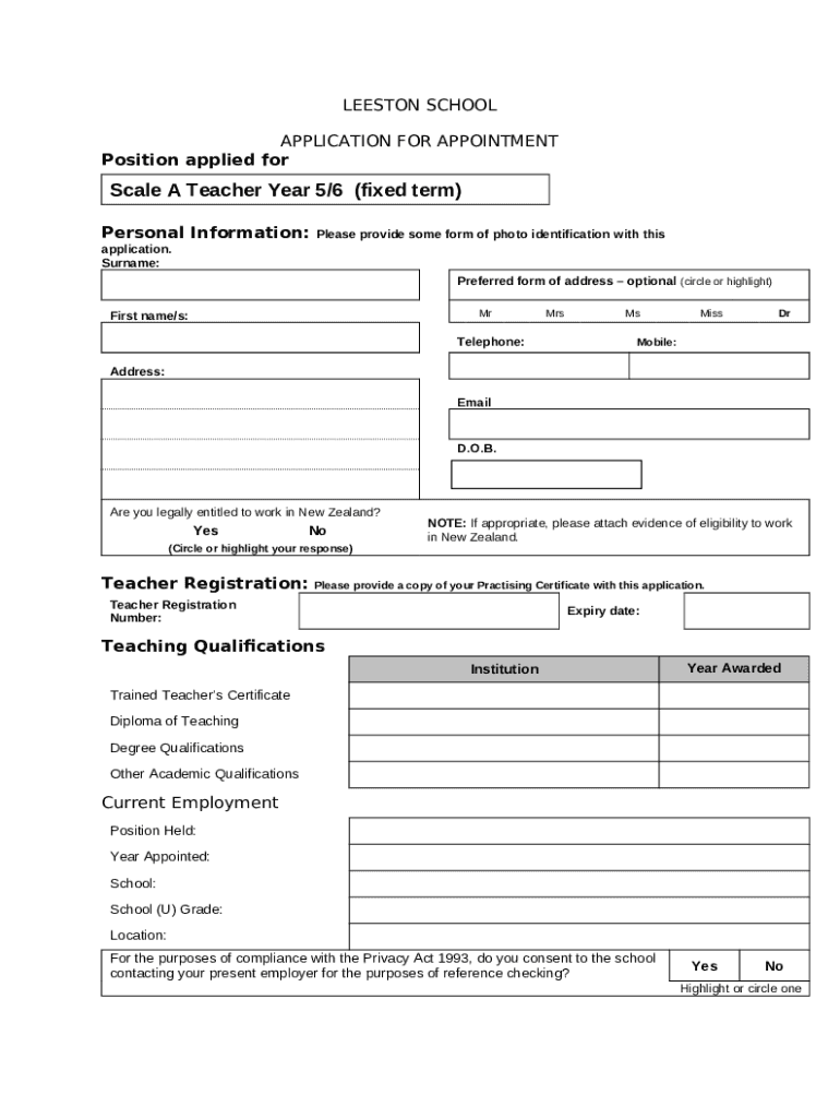 Primary Teachers Appointment 2023/2024 Doc Template | pdfFiller