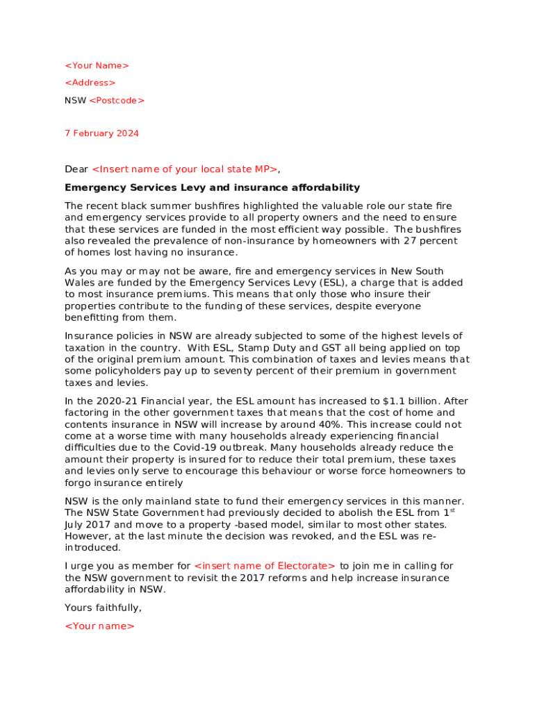 Tax system: NSW gets it right on emergency services levy Doc Template ...