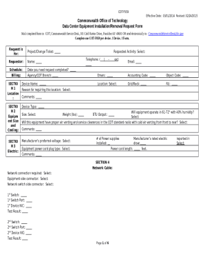 Data Center Equipment Installation Removal Request , COT-F059 Doc ...