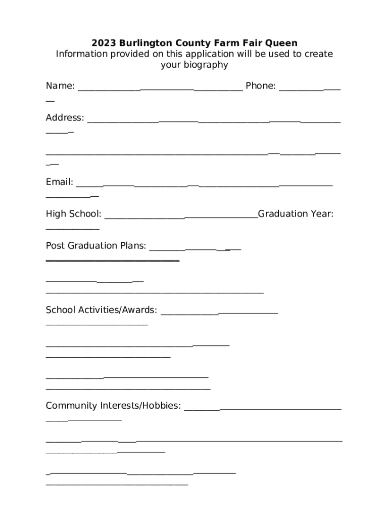 Farm Fair Queen Contest Rules Doc Template | pdfFiller