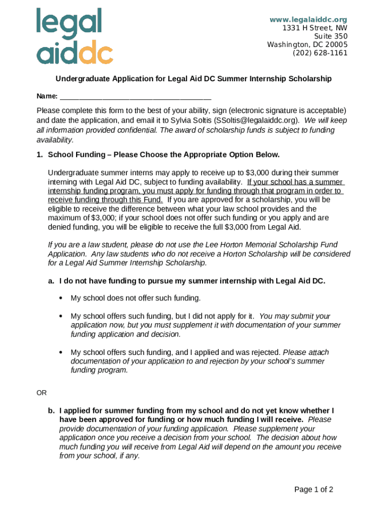 Application - Legal Aid DC Doc Template | pdfFiller