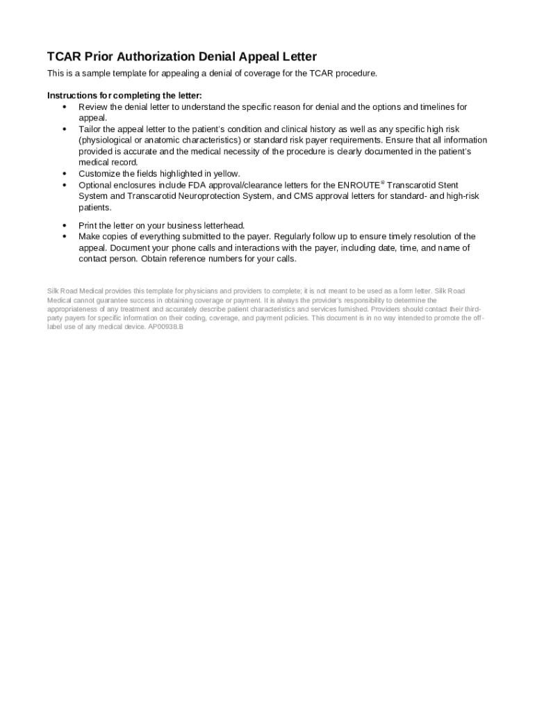 Prior Authorization Denial Appeal Template Doc Template | pdfFiller