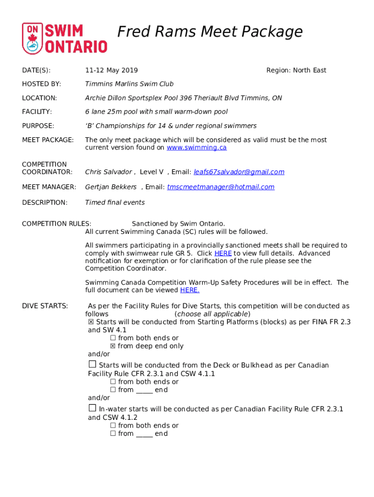 Archie Dillon Sportsplex Pool - City of Timmins Doc Template | pdfFiller