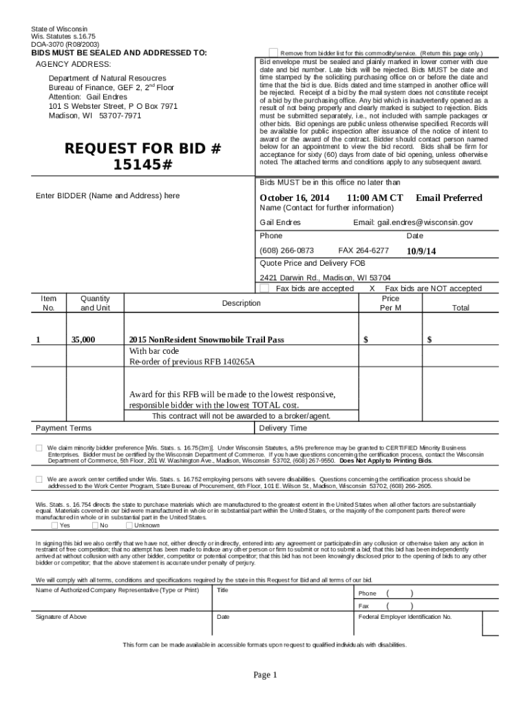 RFB 15145 document. Doc Template | pdfFiller