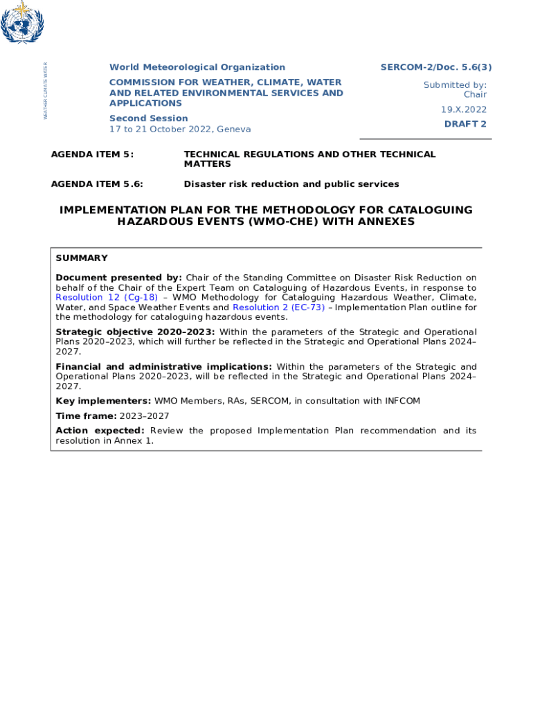 Draft Implementation Plan - WMO Document Template Doc Template | pdfFiller