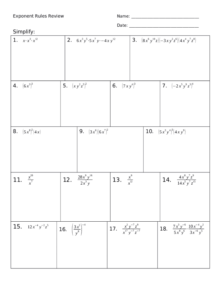 Pre-calculus Review Workshop 1.2 Exponent Rules (no ... Doc Template ...