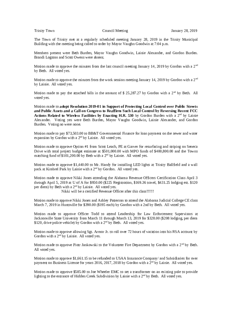 Members present were Beth Burden, Mayor Vaughn Goodwin, Lainie ...