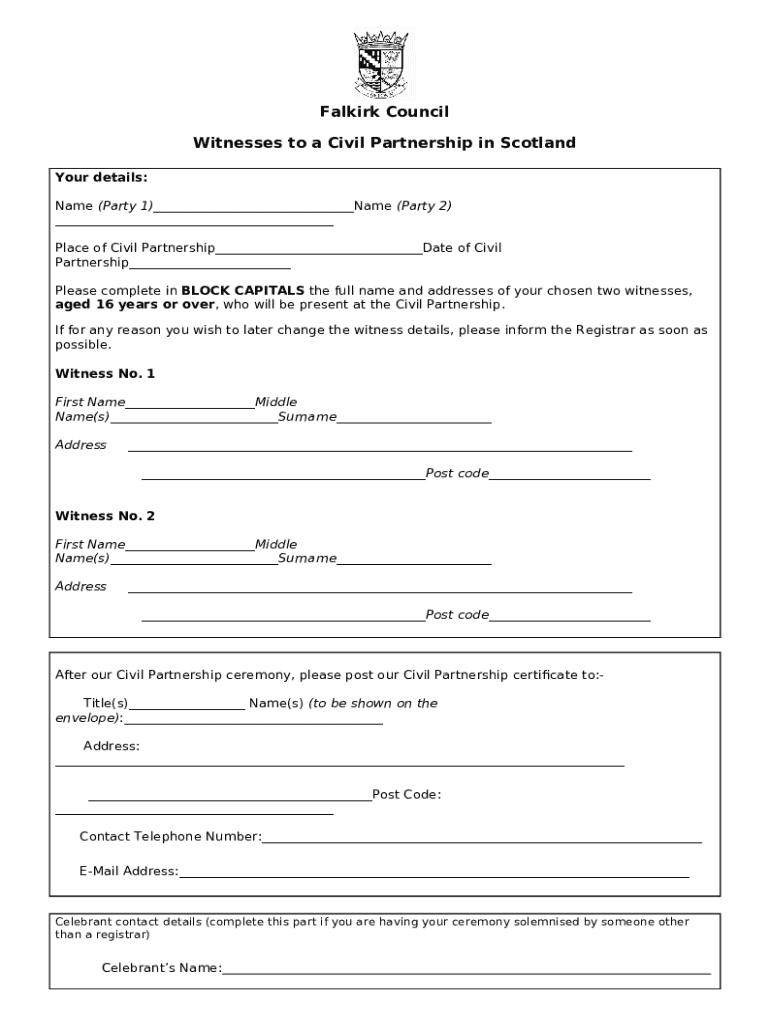 What does a civil partnership registration take in ... Doc Template ...