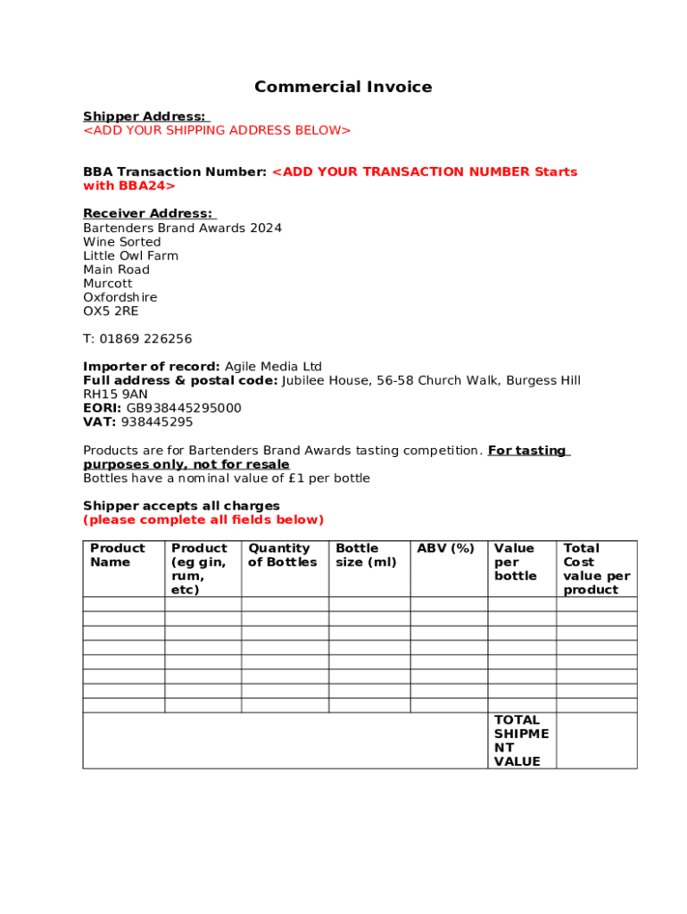 BBA Transaction Number: Doc Template | pdfFiller