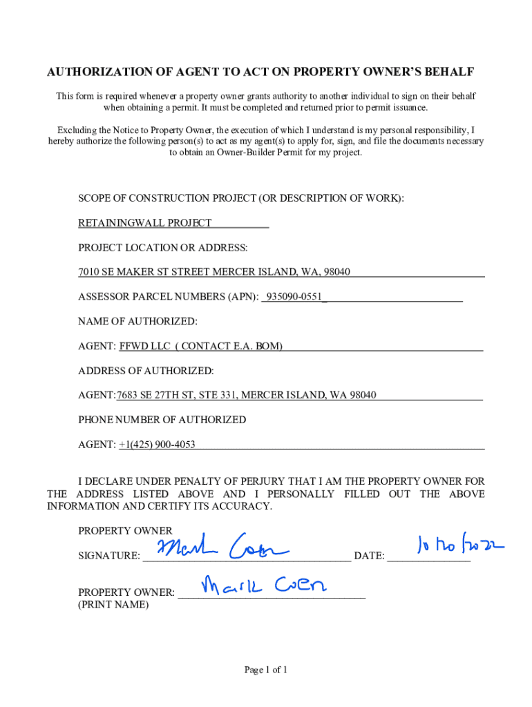 Fillable Online Authorization of Agent Form Fax Email Print - pdfFiller