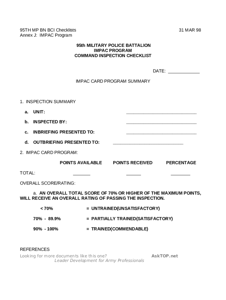 Command Inspections - A Self-Evaluation Approach Doc Template | pdfFiller