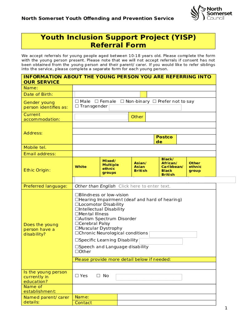 Youth Inclusion Support Project (YISP) Referral - n-somerset gov Doc ...