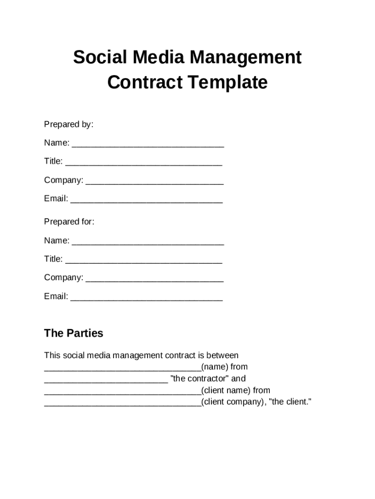 How to Create a Social Media Manager Contract Template ... Doc Template ...