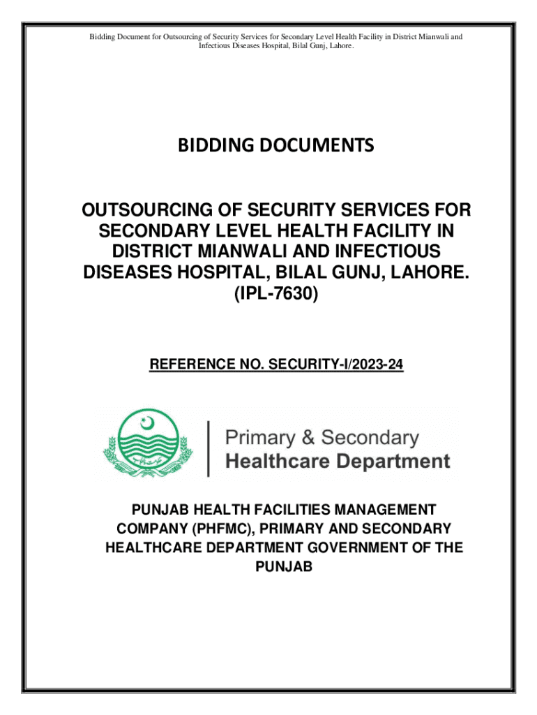 Fillable Online Bidding Document for Outsourcing of Security Services for Secondary Level Health ...