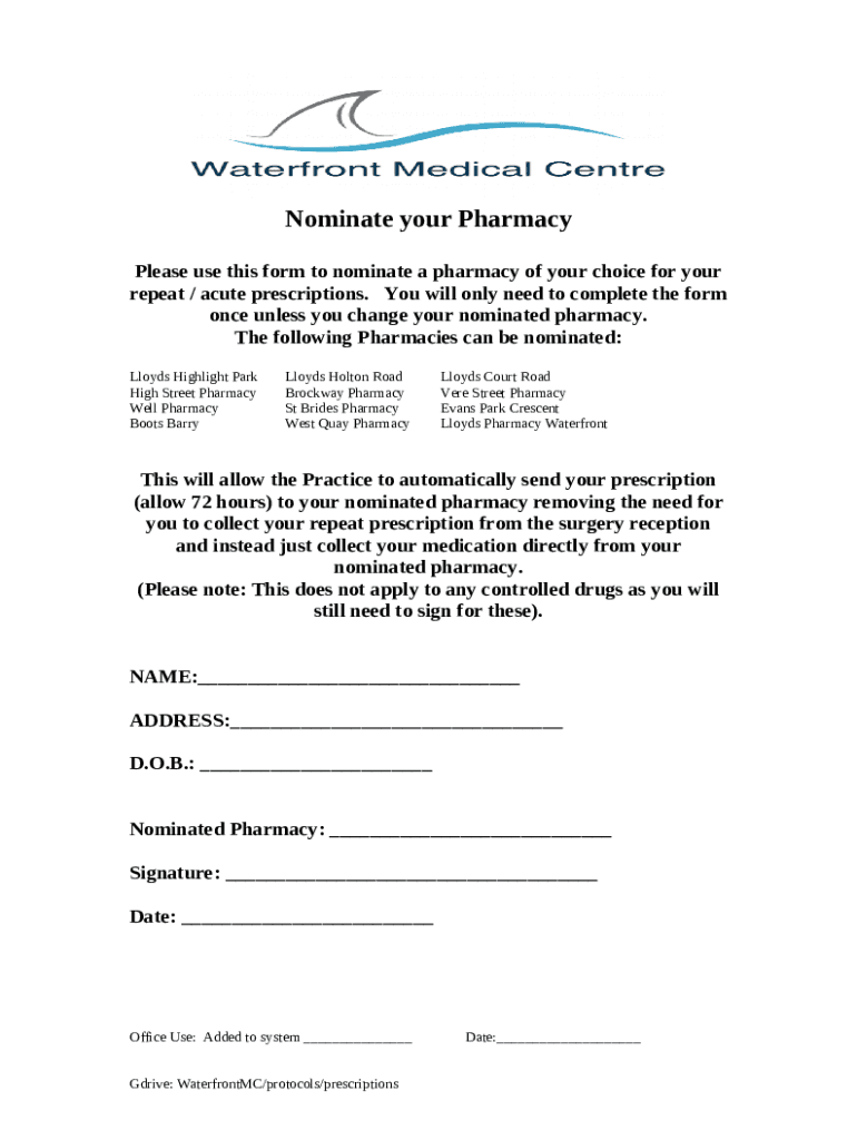 Acute Medication Request Doc Template | pdfFiller