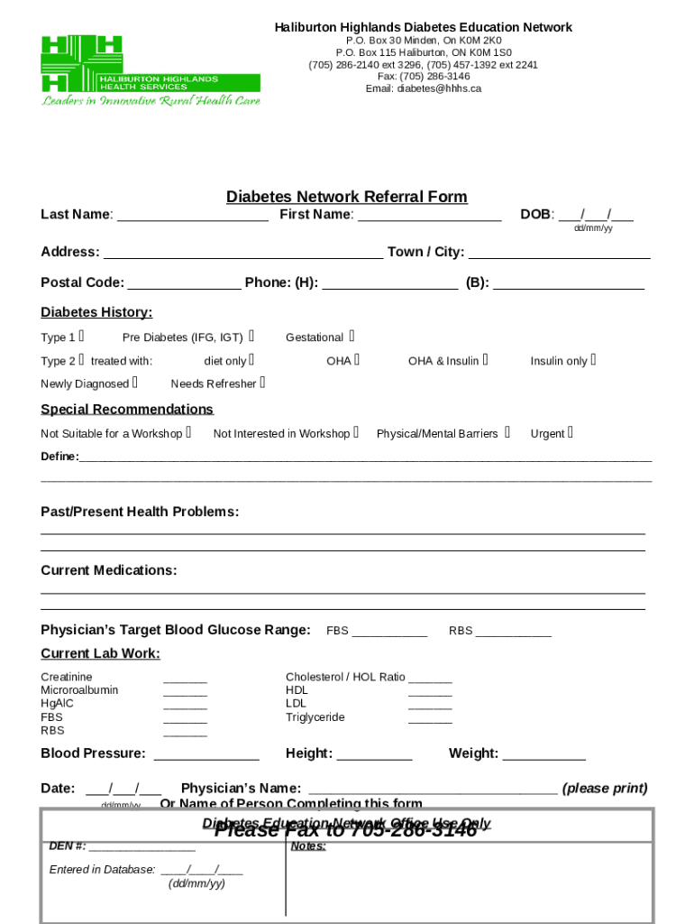 Diabetes Supplies Referral ICD10 0715.indd Doc Template | pdfFiller
