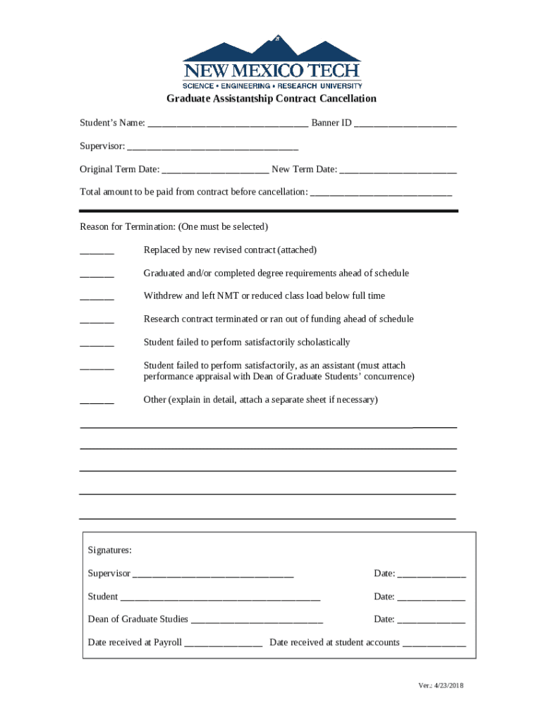 graduate assistantship agreement Doc Template | pdfFiller