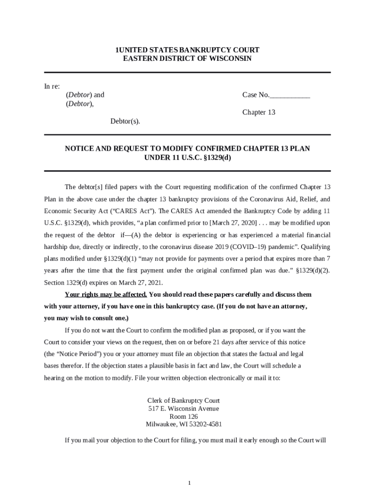 Order on trustees motion to modify confirmed plan. ... Doc Template | pdfFiller