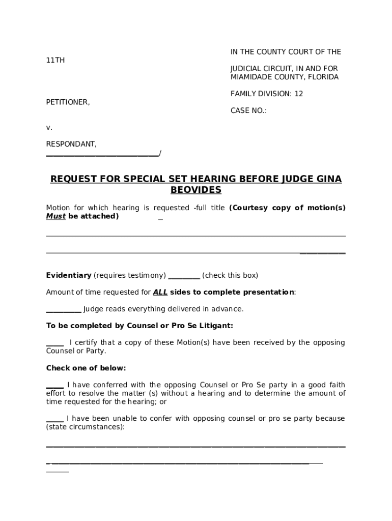 request for special set hearing before judge dennis j. murphy Doc ...