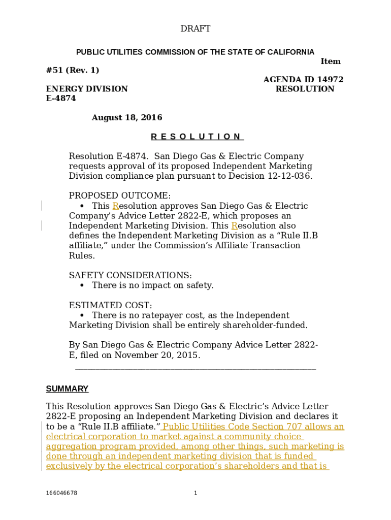 PU Code Section 707 allows an electrical corporation to ... - docs cpuc ...
