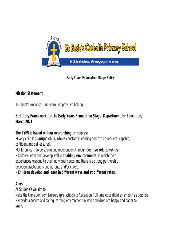 What is the EYFS Statutory FrameworkTwinklWiki Doc Template | pdfFiller