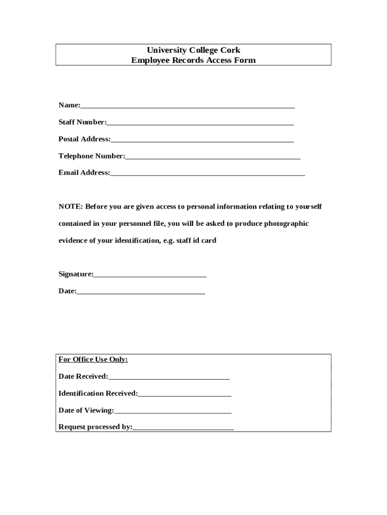Employee Records Access Doc Template | pdfFiller