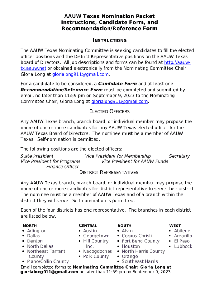 AAUW TEXAS POLICIES AND PROCEDURES - aauw-tx aauw Doc Template | pdfFiller