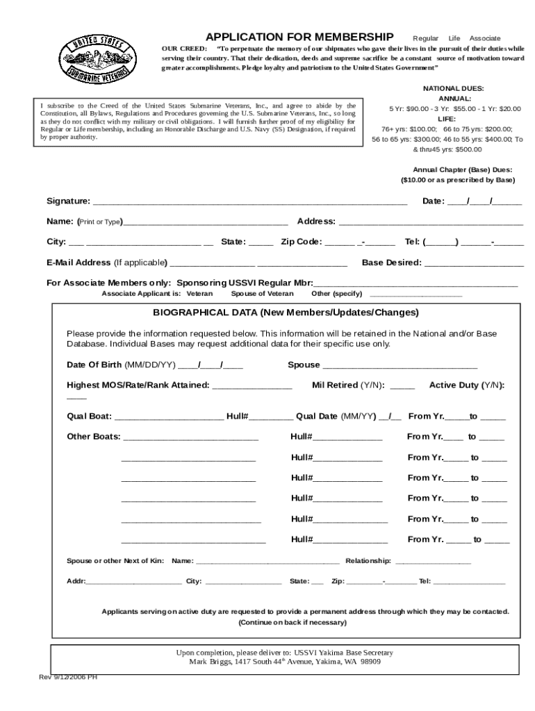 2010 USSVI Application for Membership Fill Online ... Doc Template | pdfFiller