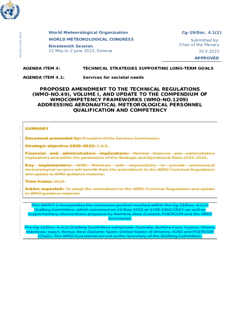 2026 Amendment to WMO's Qualification and Competency ... Doc Template | pdfFiller