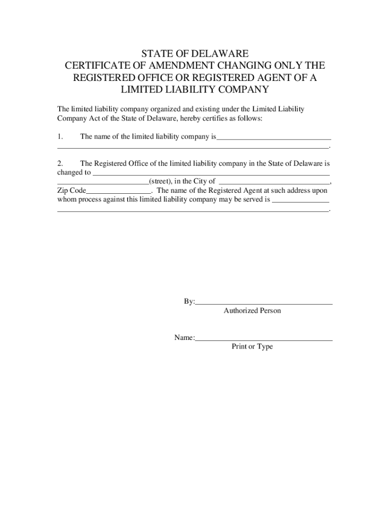Fillable Online 302-739-3073 Certificate of Amendment Chang - Delaware ...
