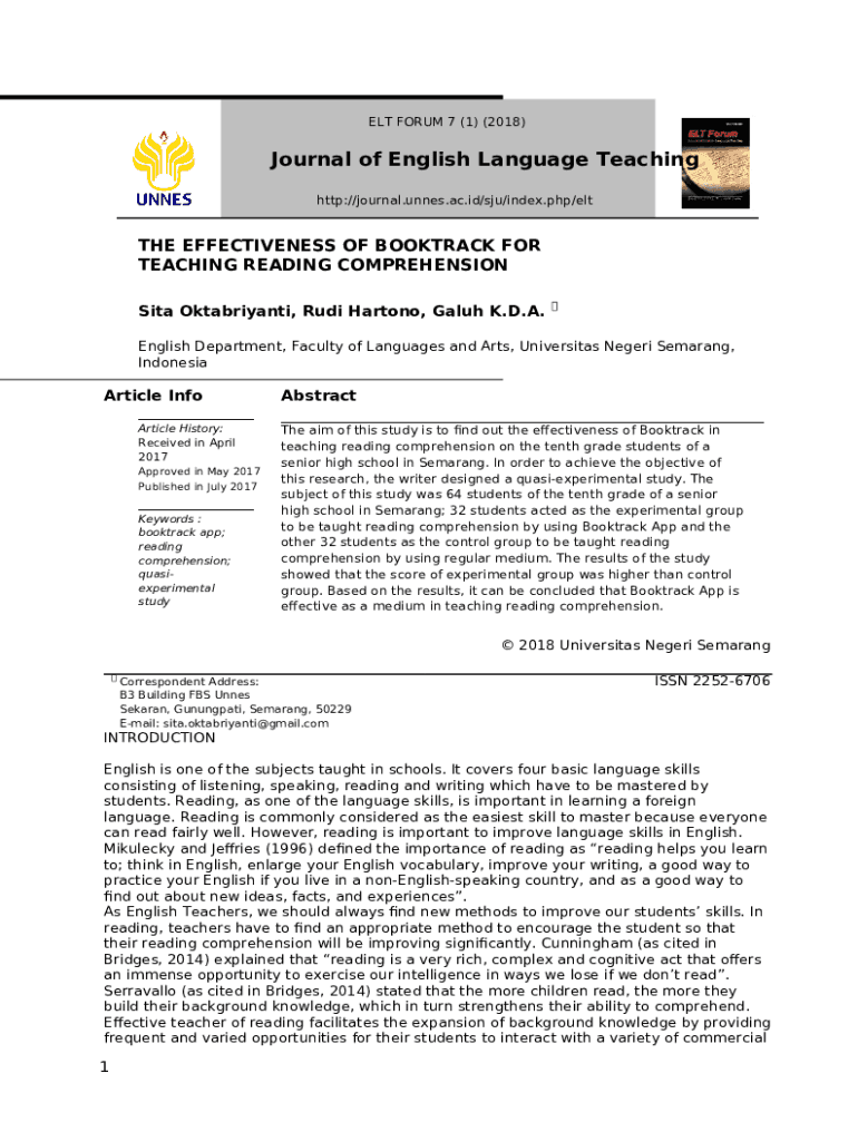 Journal of English Language Teaching - ELT Forum Doc Template | pdfFiller