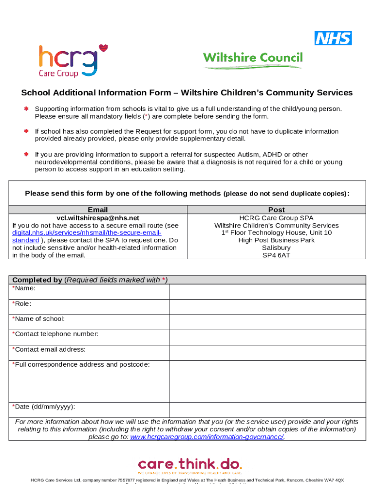 School Additional Ination Doc Template | pdfFiller