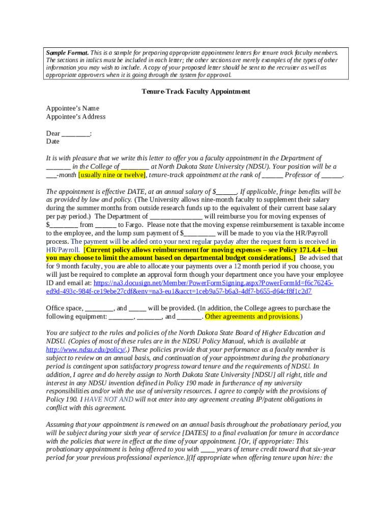 Faculty Offer Letter Templates and Related Materials Doc Template ...