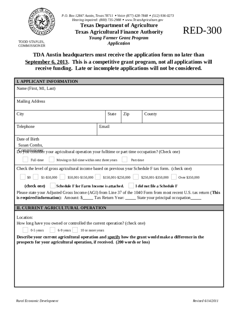 TDA Austin headquarters must receive the application ... Doc Template ...