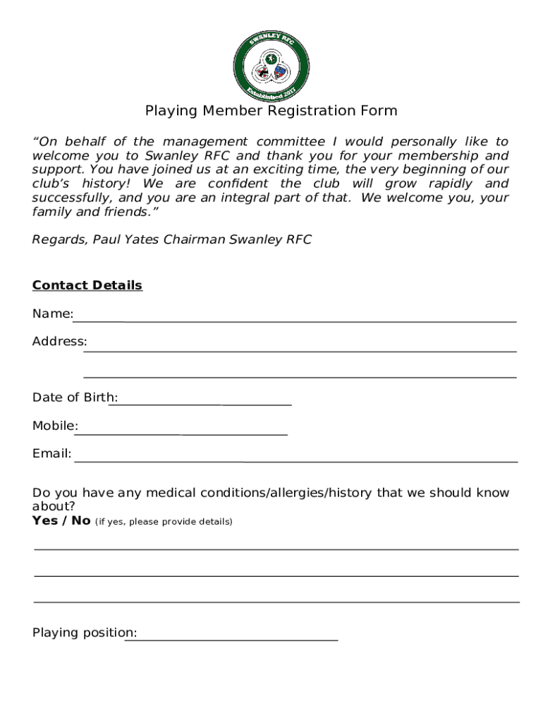 CRMS Rugby Club Registration Doc Template | pdfFiller