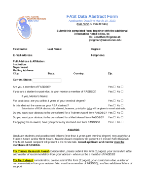 FASt Data Abstract Doc Template | pdfFiller