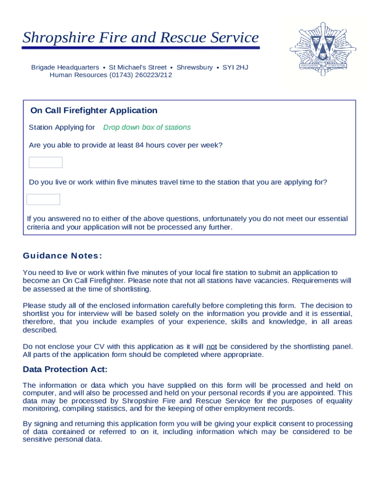 Home Fire Safety Check from Shropshire Fire & Rescue Service Doc ...