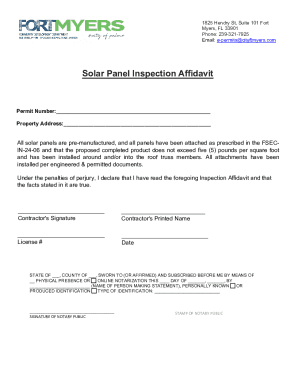 Fillable Online Solar Panel Inspection Affidavit Fax Email Print - pdfFiller