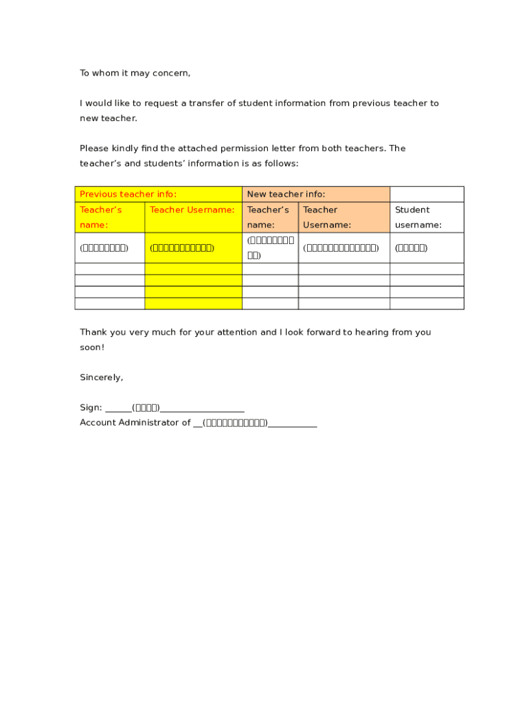 How to write a letter to an elementary principal to transfer ... Doc Template | pdfFiller