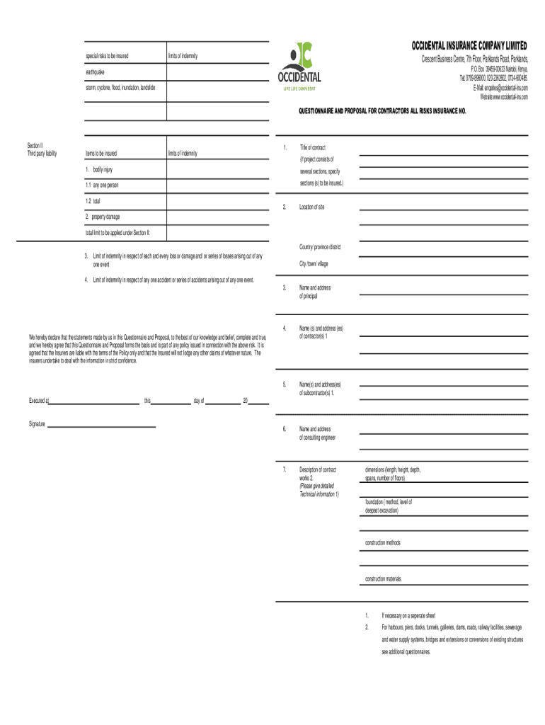 Fillable Online contractor proposal form Fax Email Print - pdfFiller